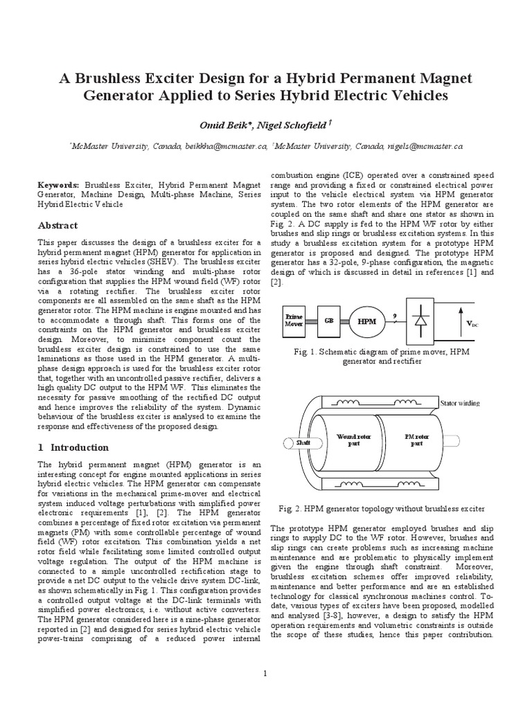 Brushless Exciter Design for SHEV | PDF | Electric Generator | Rectifier