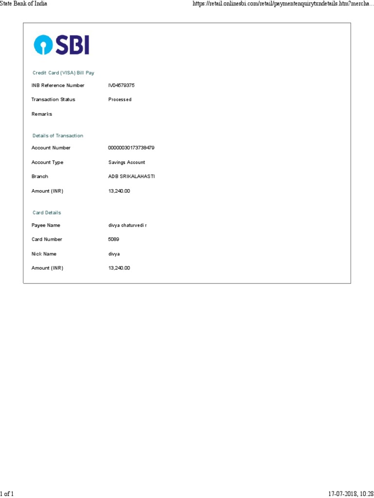 Credit Card (VISA) Bill Pay | PDF