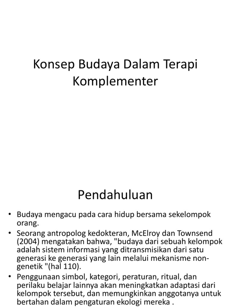 Konsep Budaya Dalam Terapi Komplementer | PDF | Pengembangan Diri | Kesehatan Holistik