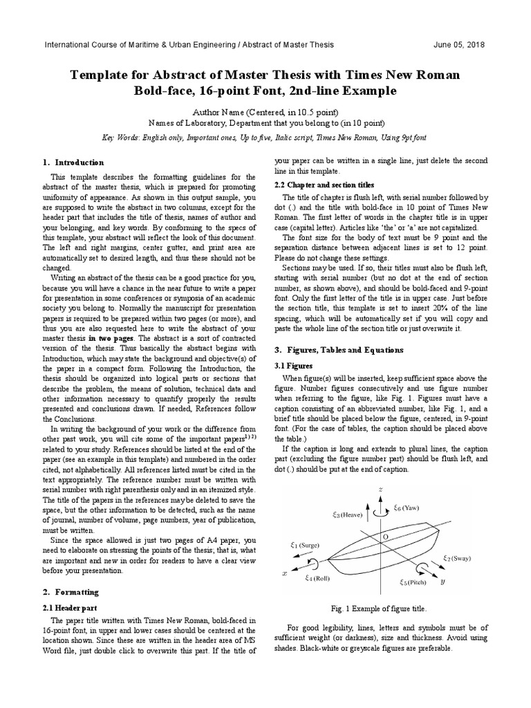 Template For Master Thesis (Special Course) - 2018 | PDF | Times New ...
