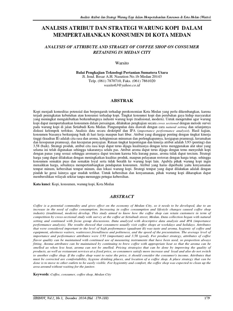Analisis Atribut Dan Strategi Warung Kopi Dalam Mempertahankan Konsumen ...