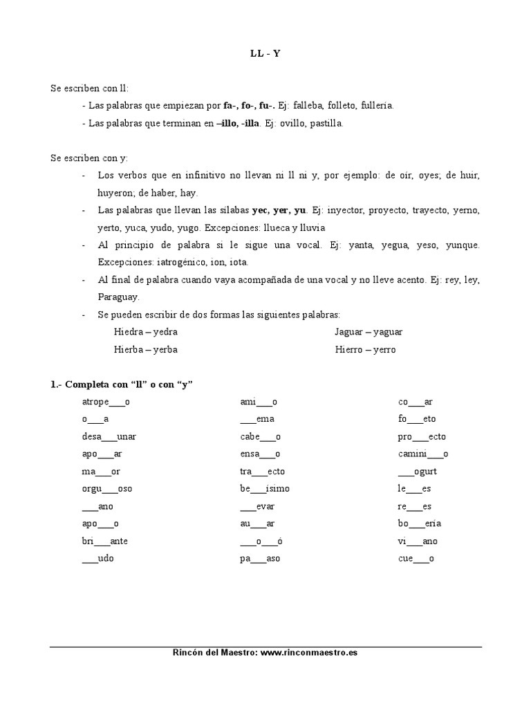 Ortografía LL-Y | PDF | Idiomas | Artes del Lenguaje y Comunicación