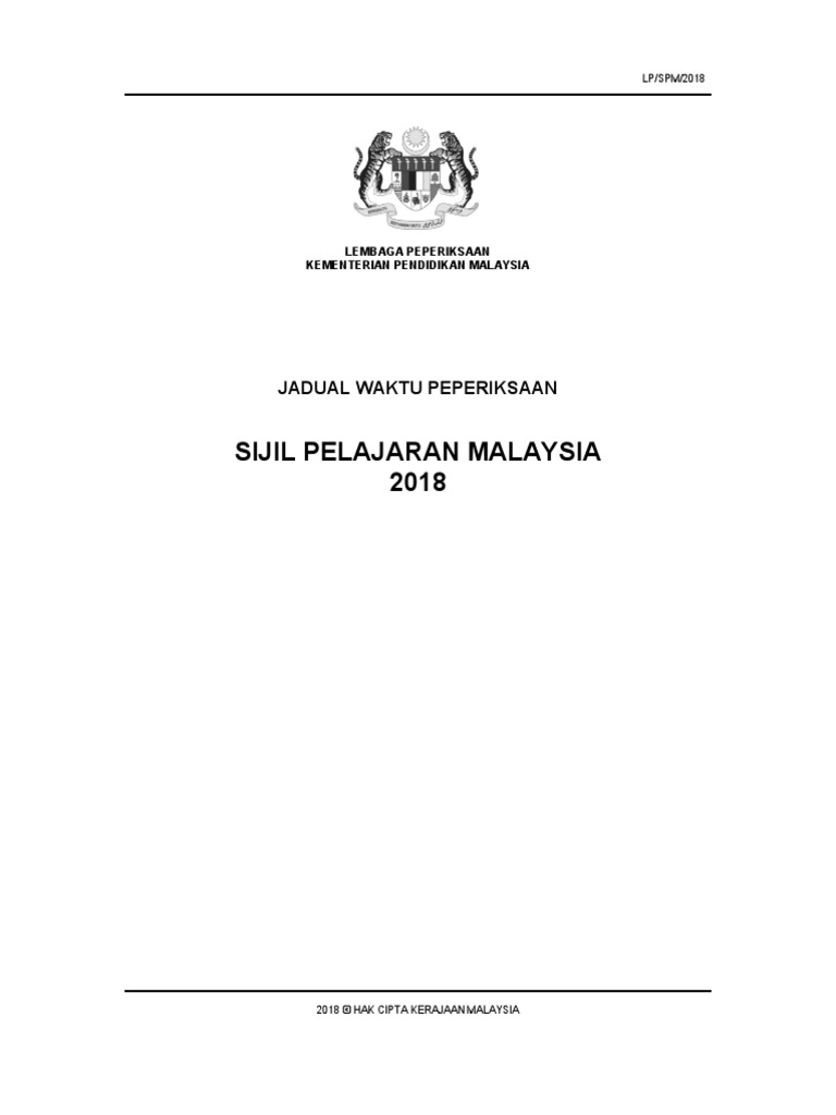 SPM Exam Timetable 2018 PDF | PDF
