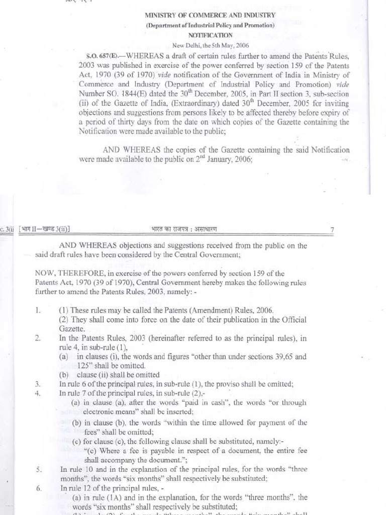 Patents (Amendment) Rules, 2006 | PDF | Patent Application | Glossary ...