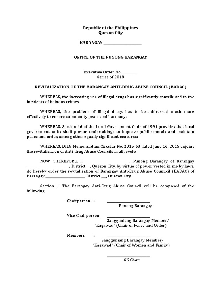Badac New Eo 2018 | Substance Abuse | Prohibition Of Drugs