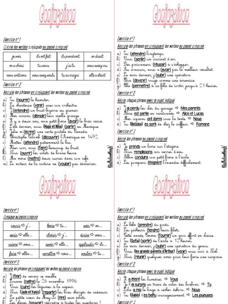 Conjugaison des verbes au passé composé | PDF