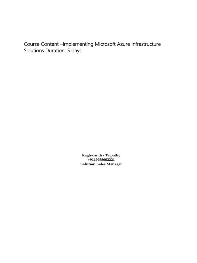 Implementing Microsoft Azure Infrastructure Solutions | PDF | Microsoft ...