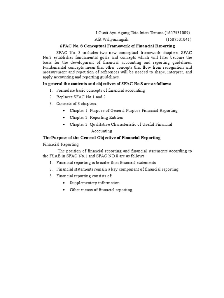 SFAC No. 8 Conceptual Framework of Financial Reporting | PDF