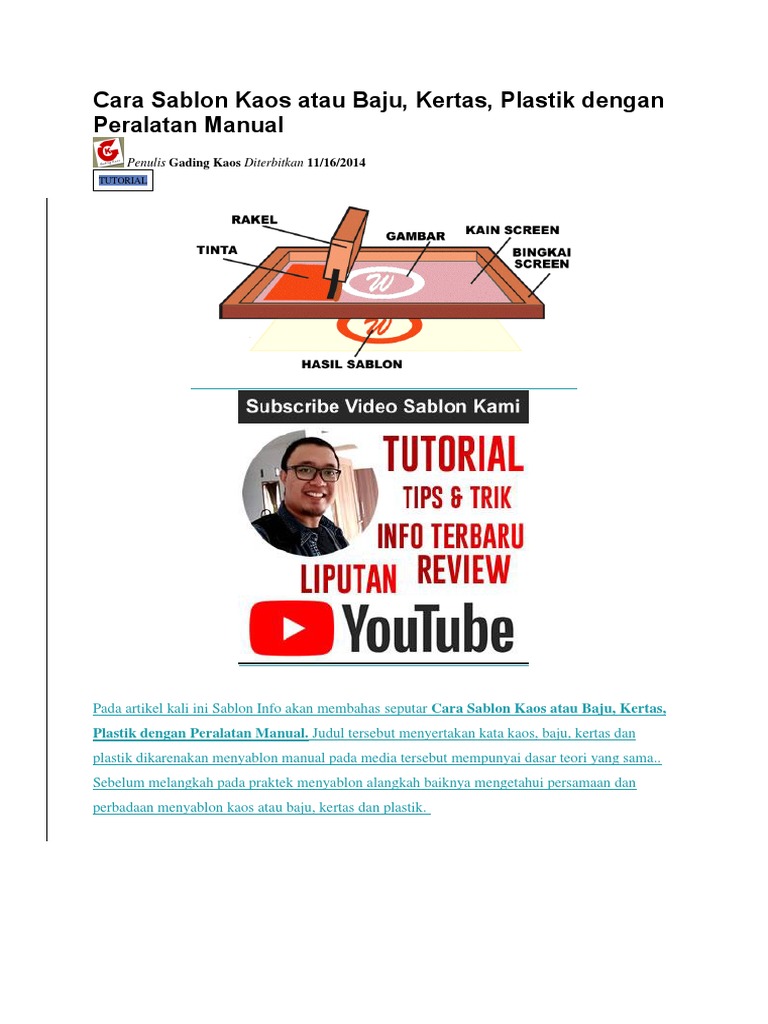 Cara Sablon Kaos Atau Baju | PDF | Karier & Perkembangan | Griya & Taman