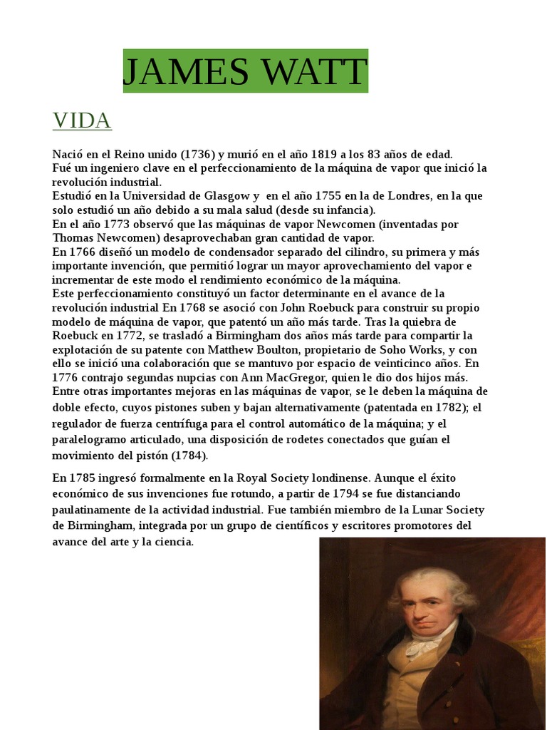 James Watt | PDF | Máquina de vapor | James Watt