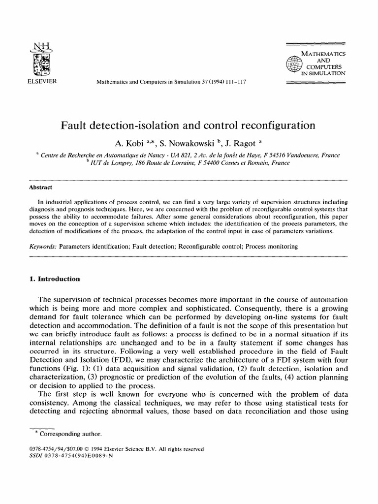 Fault Detection Isolation And Control Reconfiguration Pdf