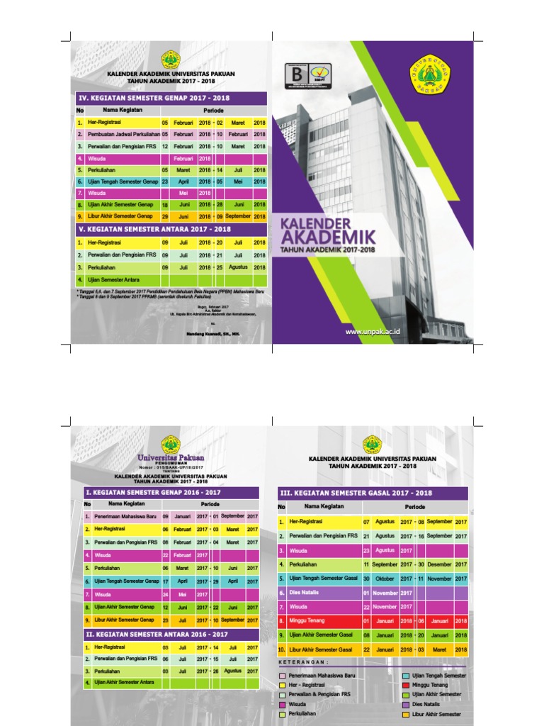 Kalender Akademik UNPAK 2017/2018 | PDF