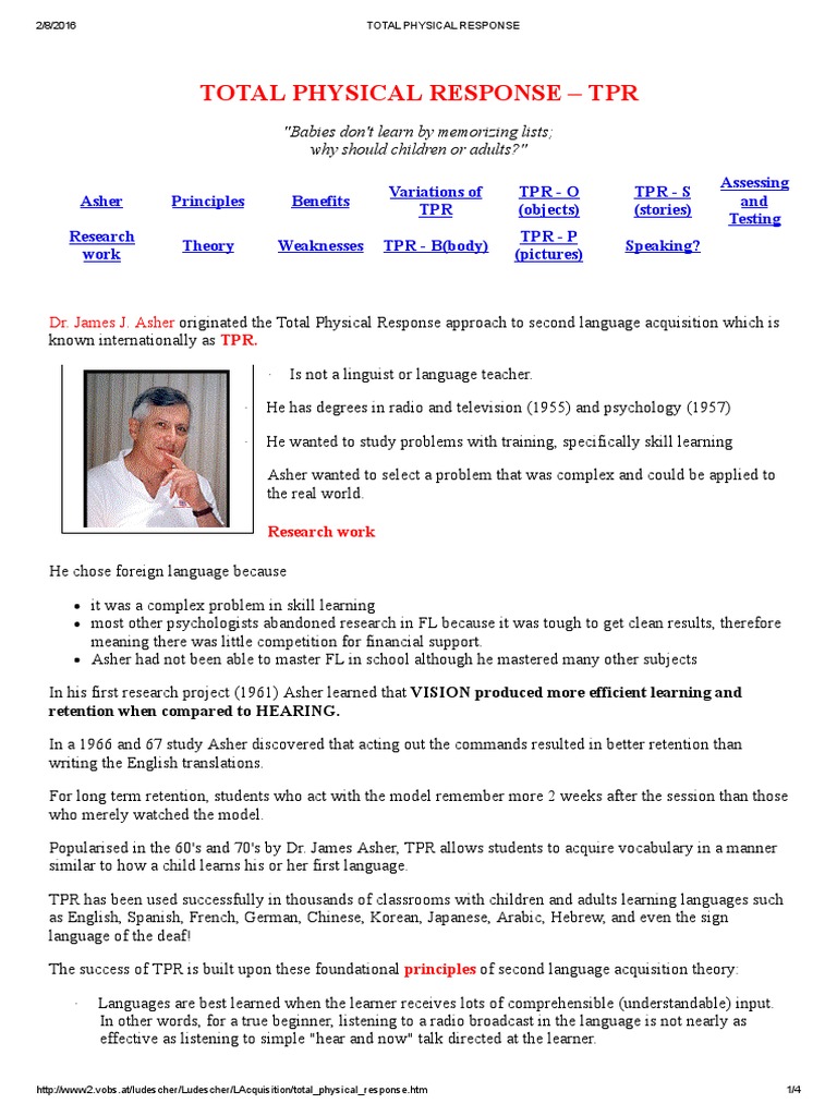 Total Physical Response | PDF | Learning | Psychological Concepts