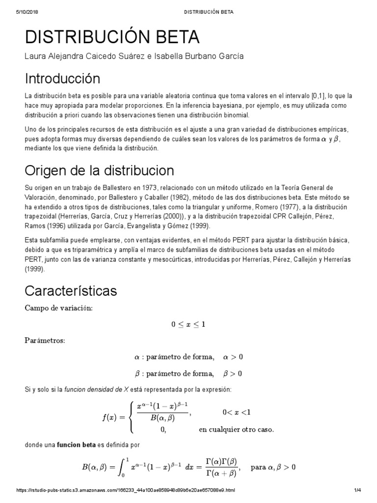 Distribución Beta | PDF | Distribución de probabilidad | Variable aleatoria