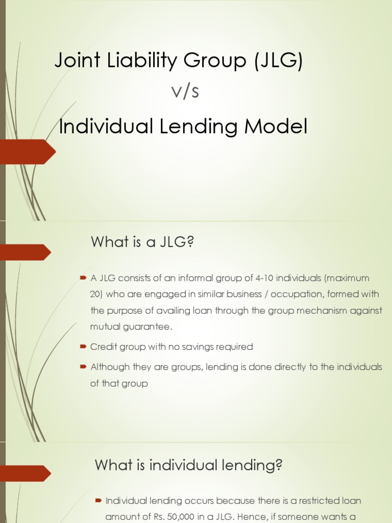Internship Presentation - Joint Liability Groups V/s Individual Lending ...