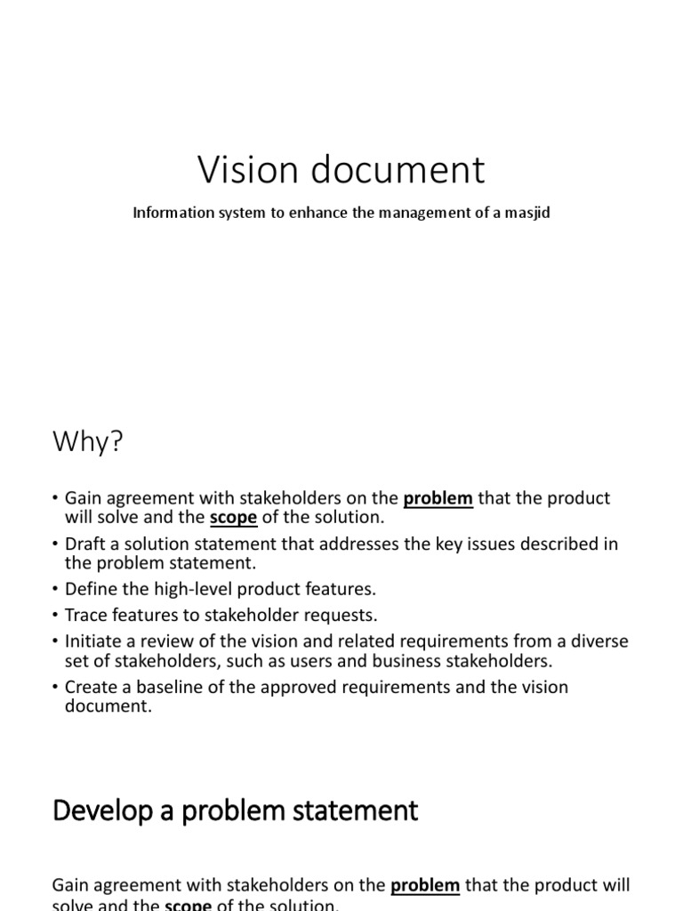 Vision Document: Information System To Enhance The Management of A ...