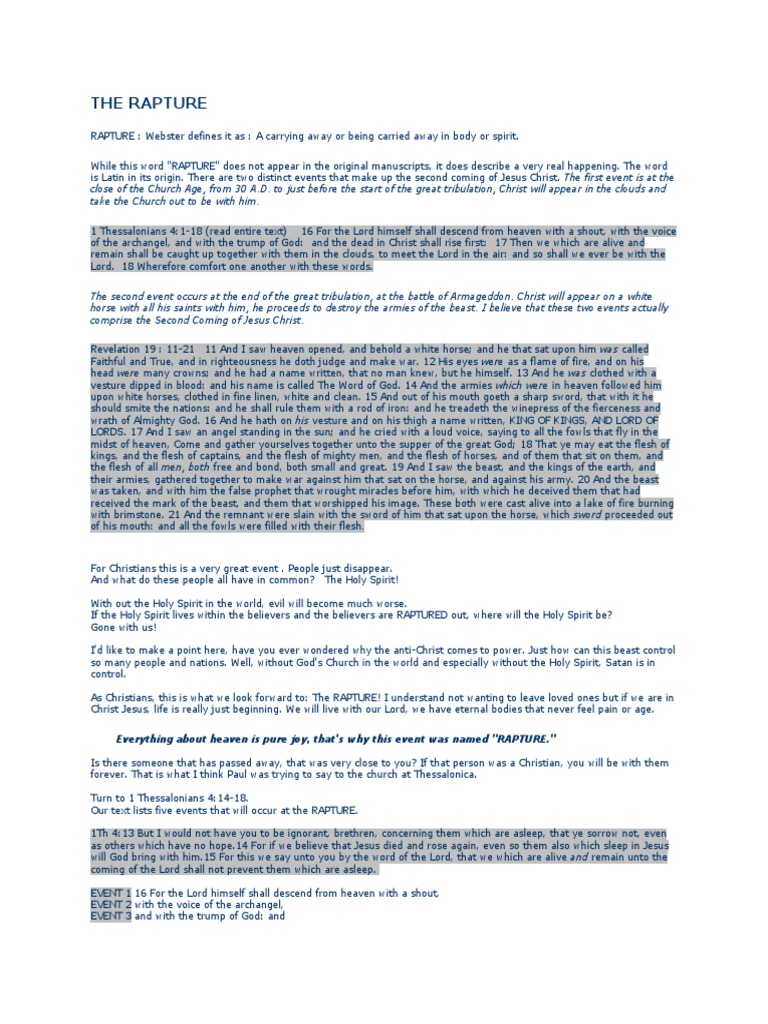 The Rapture: Everything About Heaven Is Pure Joy, That's Why This Event ...