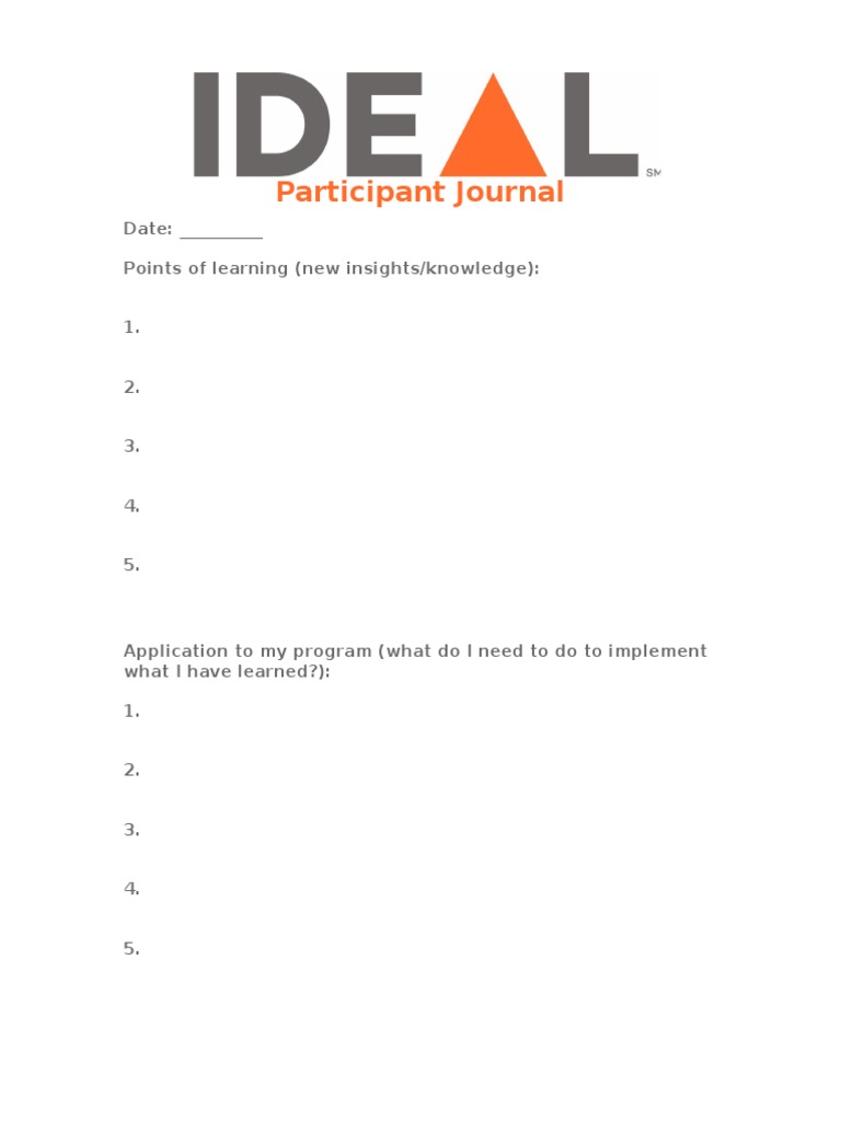 Participant Journal for Learning Insights | PDF | Career & Growth