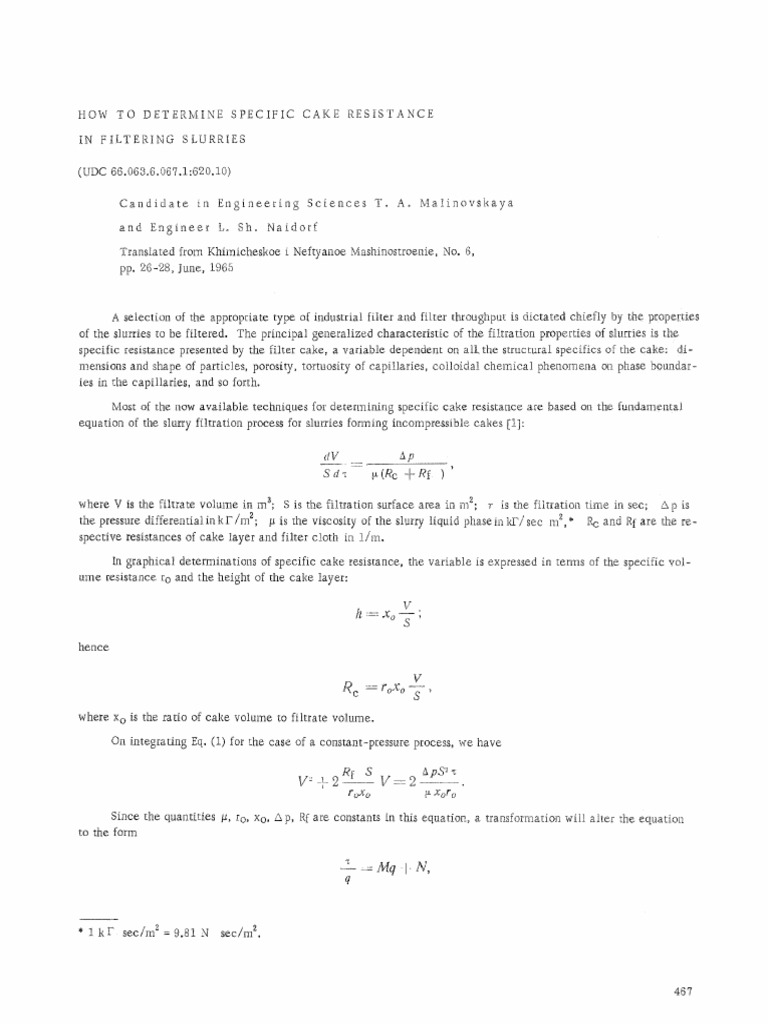 Cake Resistance | PDF | Filtration | Soft Matter