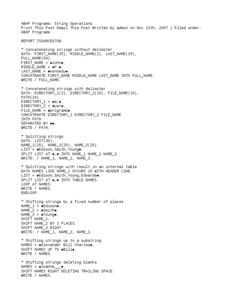 ABAP Strings Operations | PDF