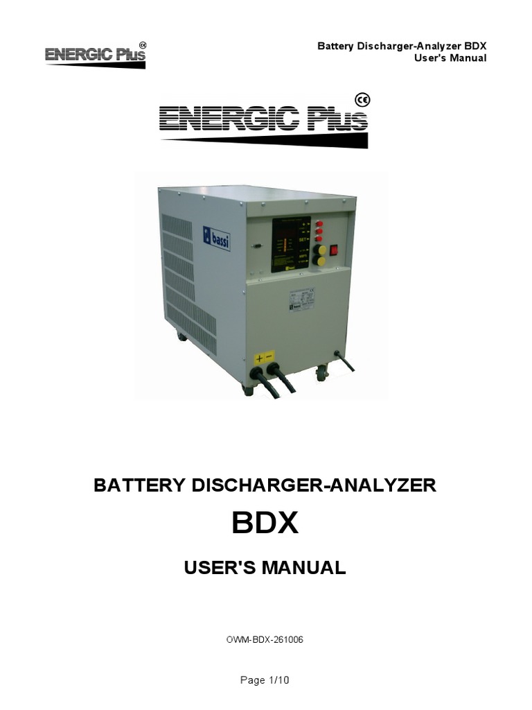 BDX Discharger Analyzer Energic Plus en PDF | PDF | Battery Charger | First Aid