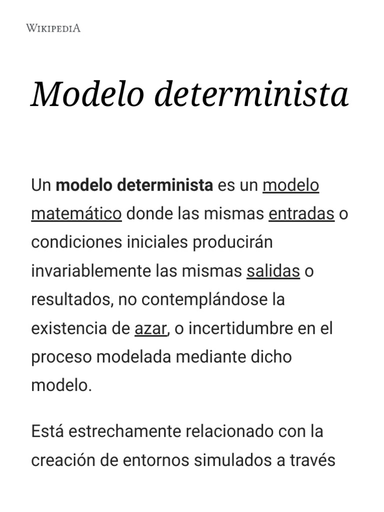 Modelo Determinista - Wikipedia, La Enciclopedia Libre | PDF