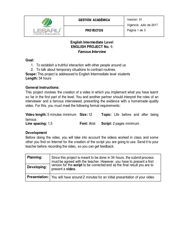 English Project: Famous Interview | PDF | Vocabulary | Cognition