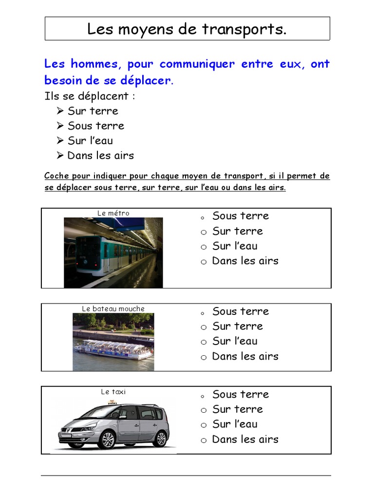 Les moyens de transport expliqués | PDF | Mode de transport | Canal