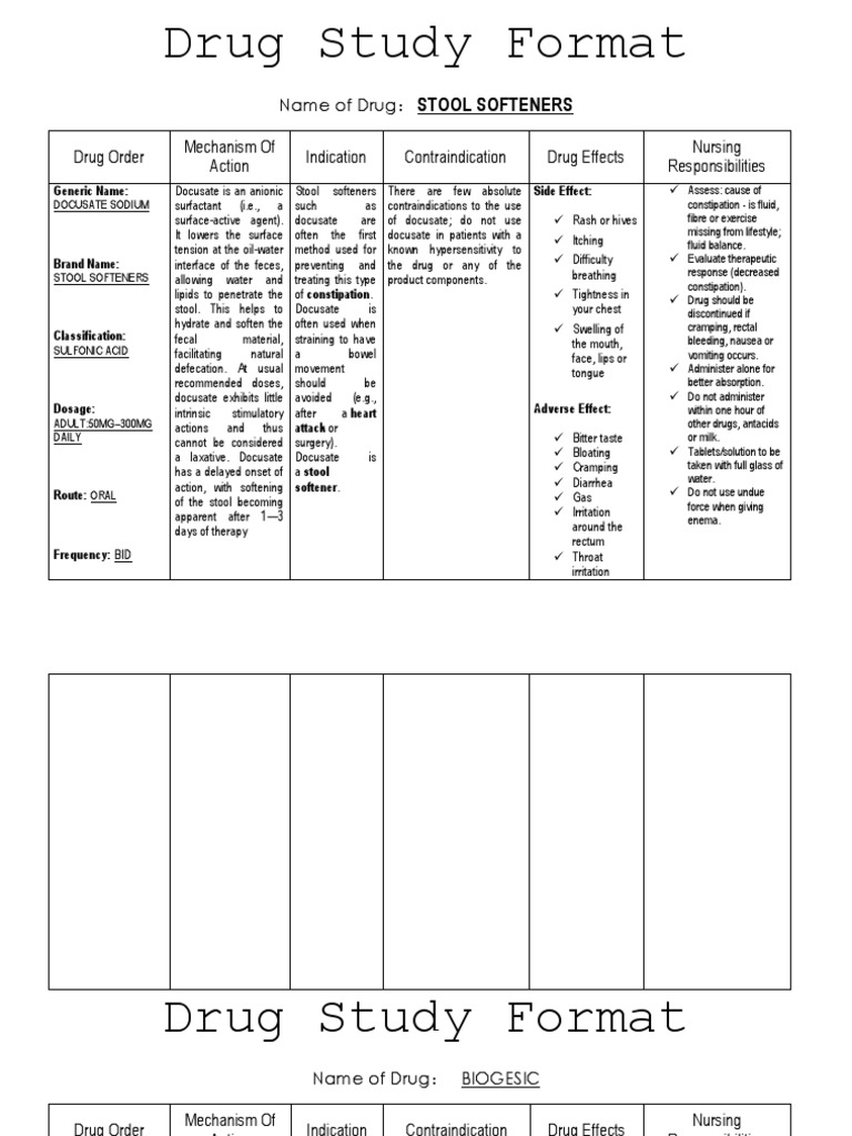 SANGKULA Drug-Study-Format | PDF | Analgesic | Constipation