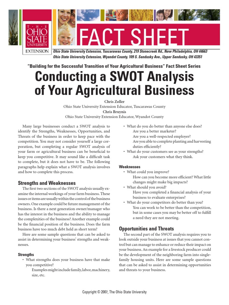 Conducting A SWOT Analysis of Your Agricultural Business PDF | PDF ...