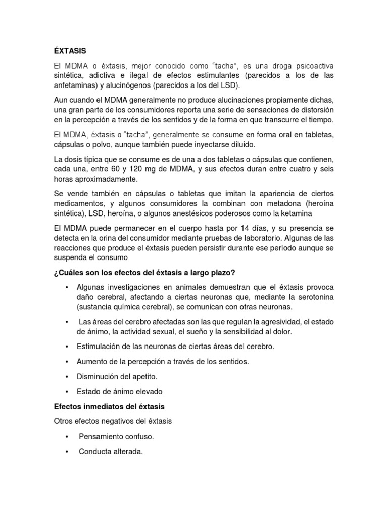 ÉXTASIS | PDF | Mdma | Dietilamida del ácido lisérgico