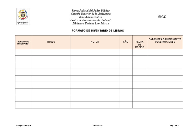 Formato de Inventario de Libros | PDF