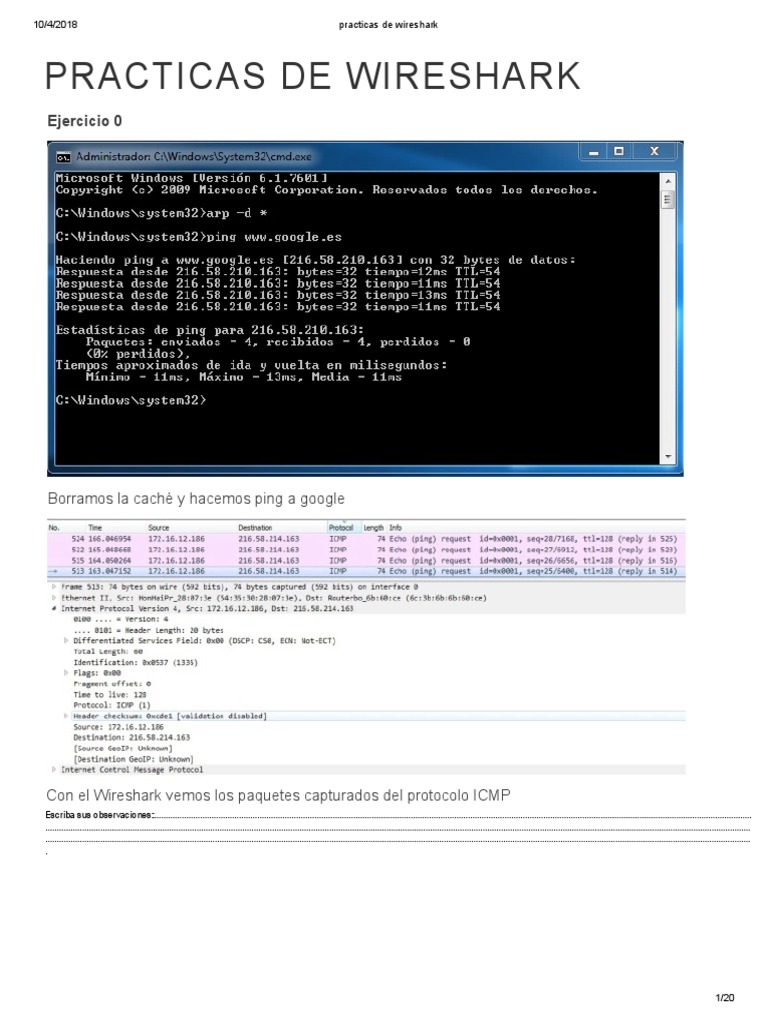 Practicas de Wireshark - Basico | PDF | Red de arquitectura | ciberespacio