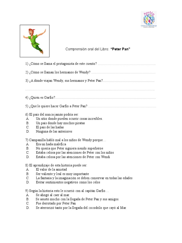 Cuestionario de Comprensión: Peter Pan | PDF