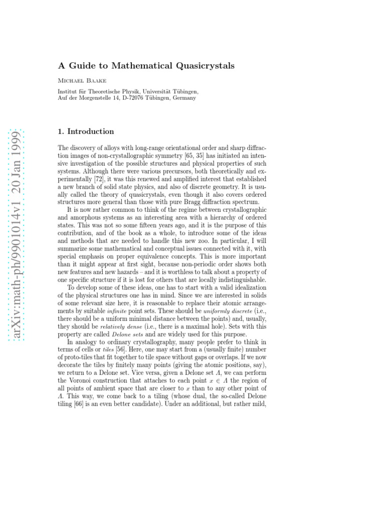 Mathematics of Quasi-Crystals | PDF | Mathematical Objects ...