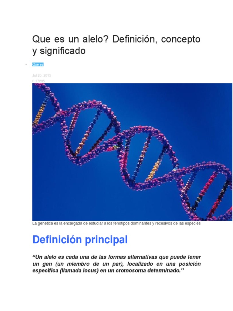 Que Es Un Alelo | PDF | Dominancia (Genética) | Alelo