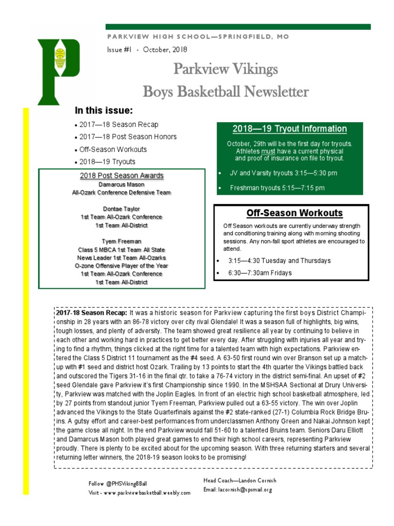 2018 Issue 1 Boys Basketball Newsletter | PDF | American Football | Sports