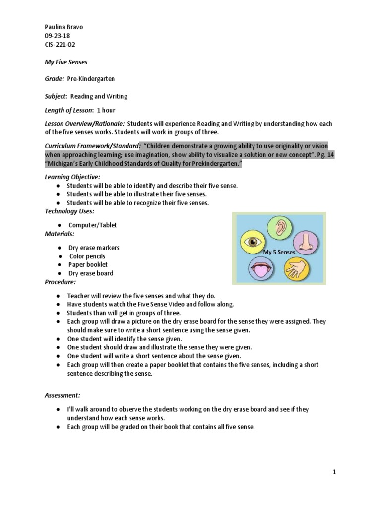 My Five Senses With Rubric | PDF | Educational Assessment | Rubric ...