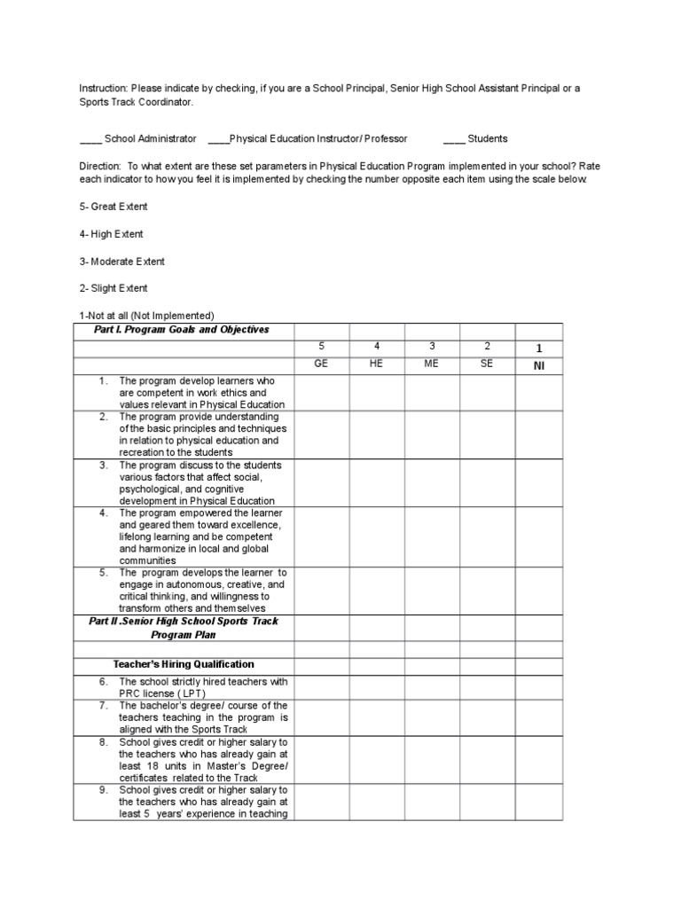 Assessment of the Implementation of Physical Education Program Goals ...