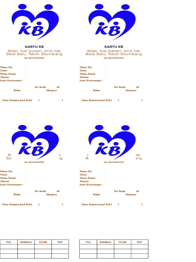 Kartu Ibu & KB Devi | PDF