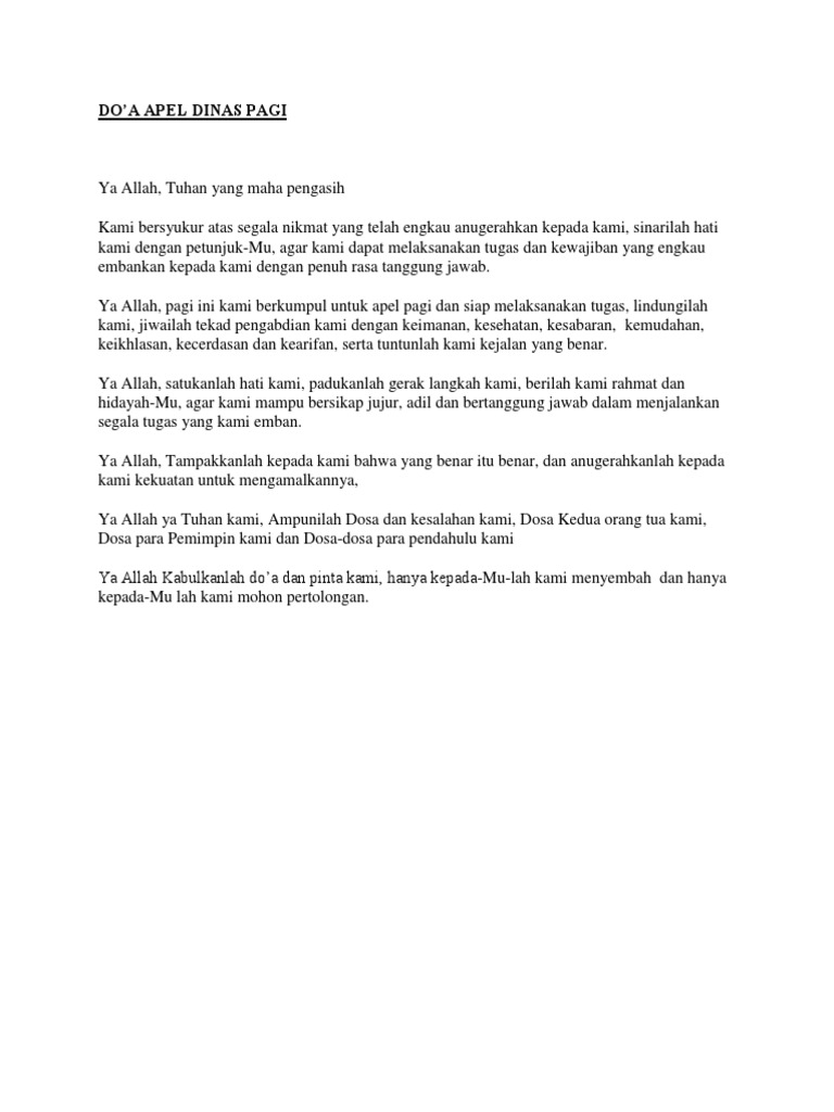 Doa Apel Pagi | PDF