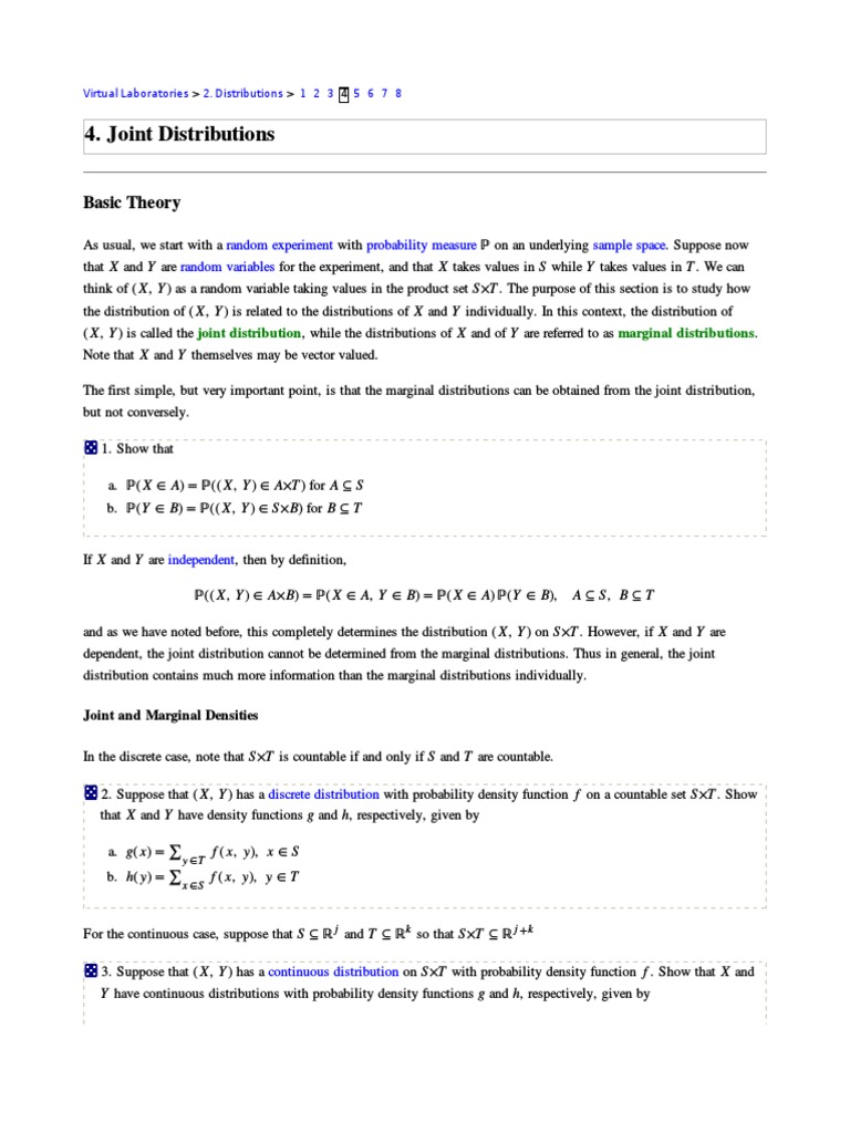 Joint Distributions: Basic Theory | PDF | Probability Distribution ...