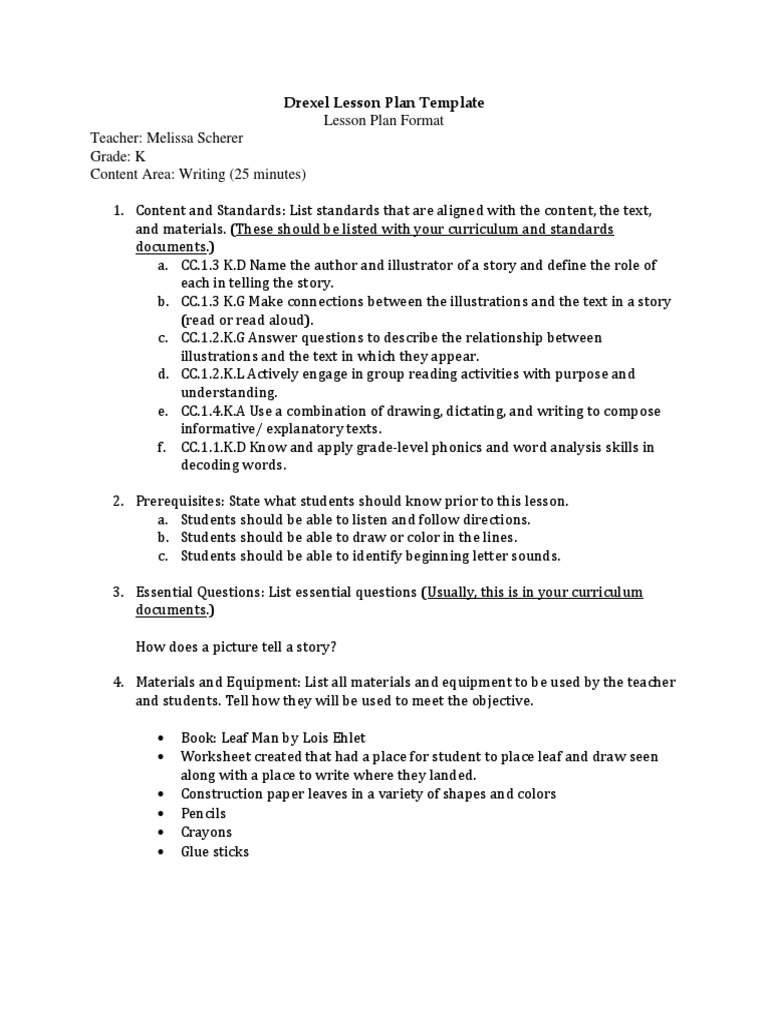 Leaf Man Lesson Plan | PDF | Differentiated Instruction | Lesson Plan