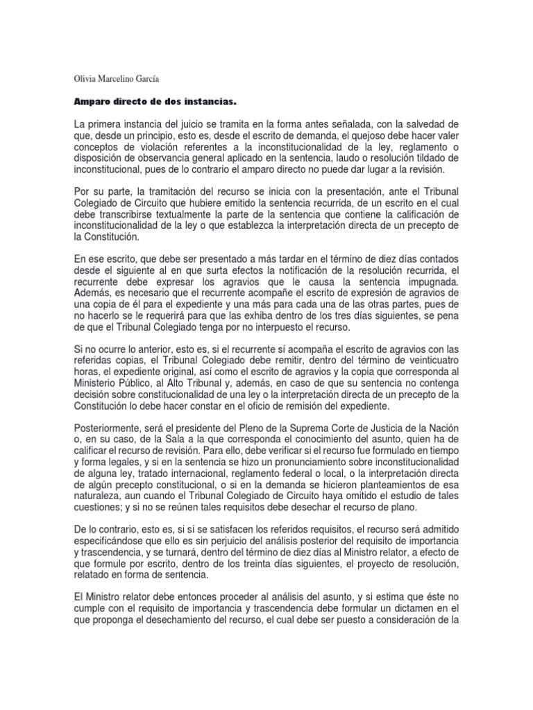 Amparo Directo de Dos Instancias | PDF | Federación | Sentencia (ley)