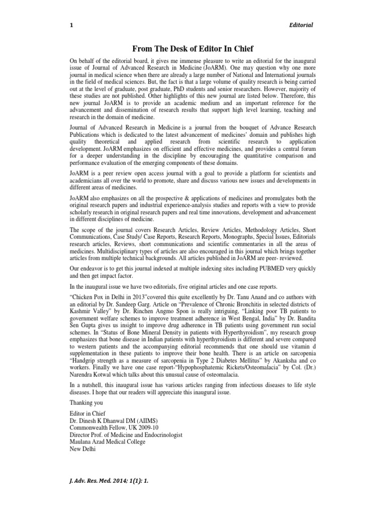 From The Desk of Editor in Chief | PDF | Academic Publishing | Science