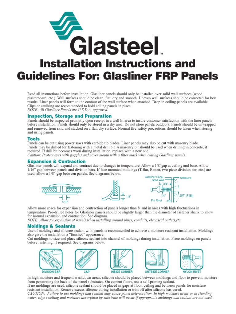 FRP Panels Installation Guide | PDF | Rivet | Drywall