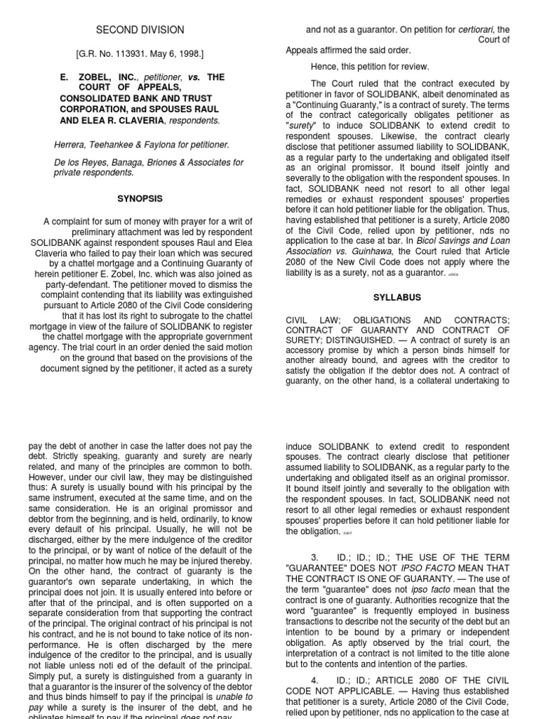 CASES Security | PDF | Guarantee | Private Law