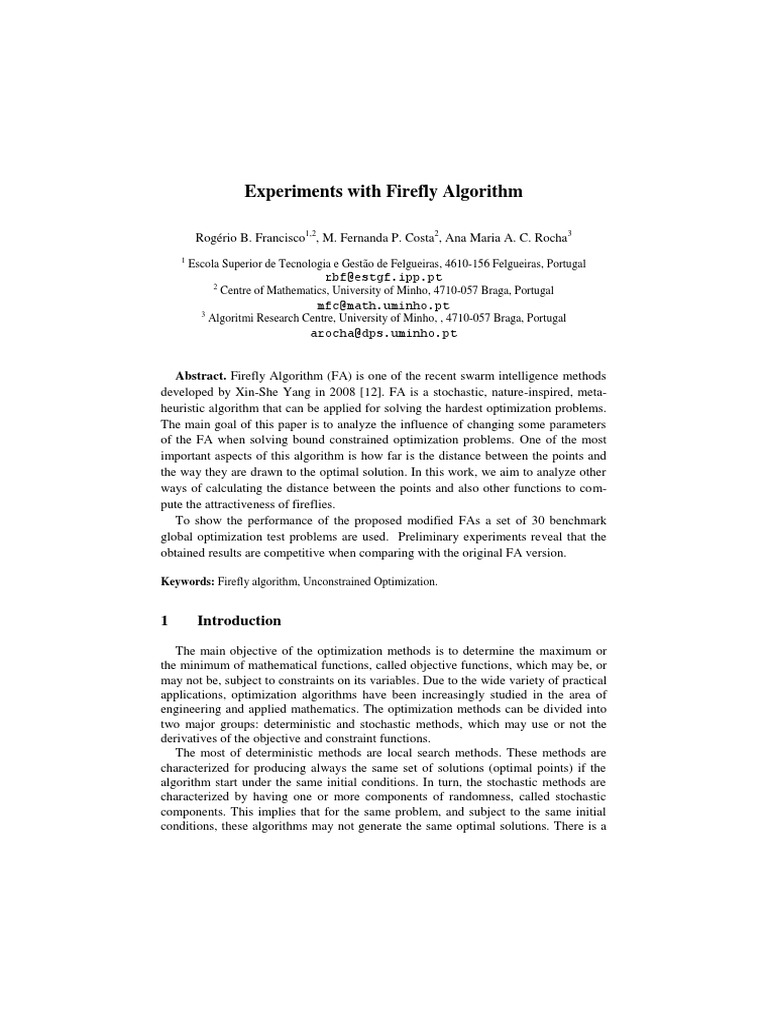 Experiments With Firefly Algorithm | PDF | Mathematical Optimization | Algorithms And Data ...