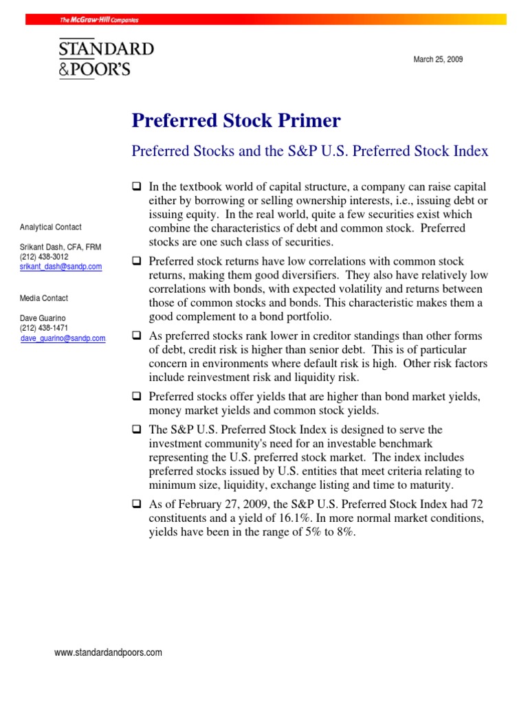 Preferred Stock Primer 2009 | PDF | Preferred Stock | Stocks