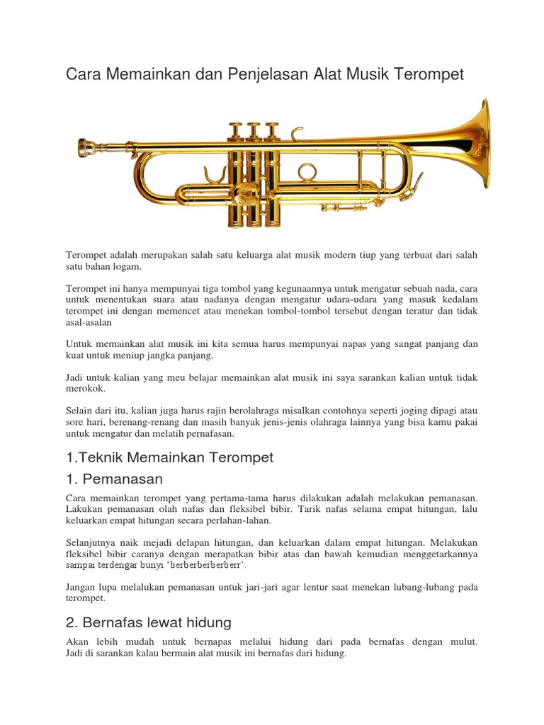 Cara Memainkan Dan Penjelasan Alat Musik Terompet | PDF